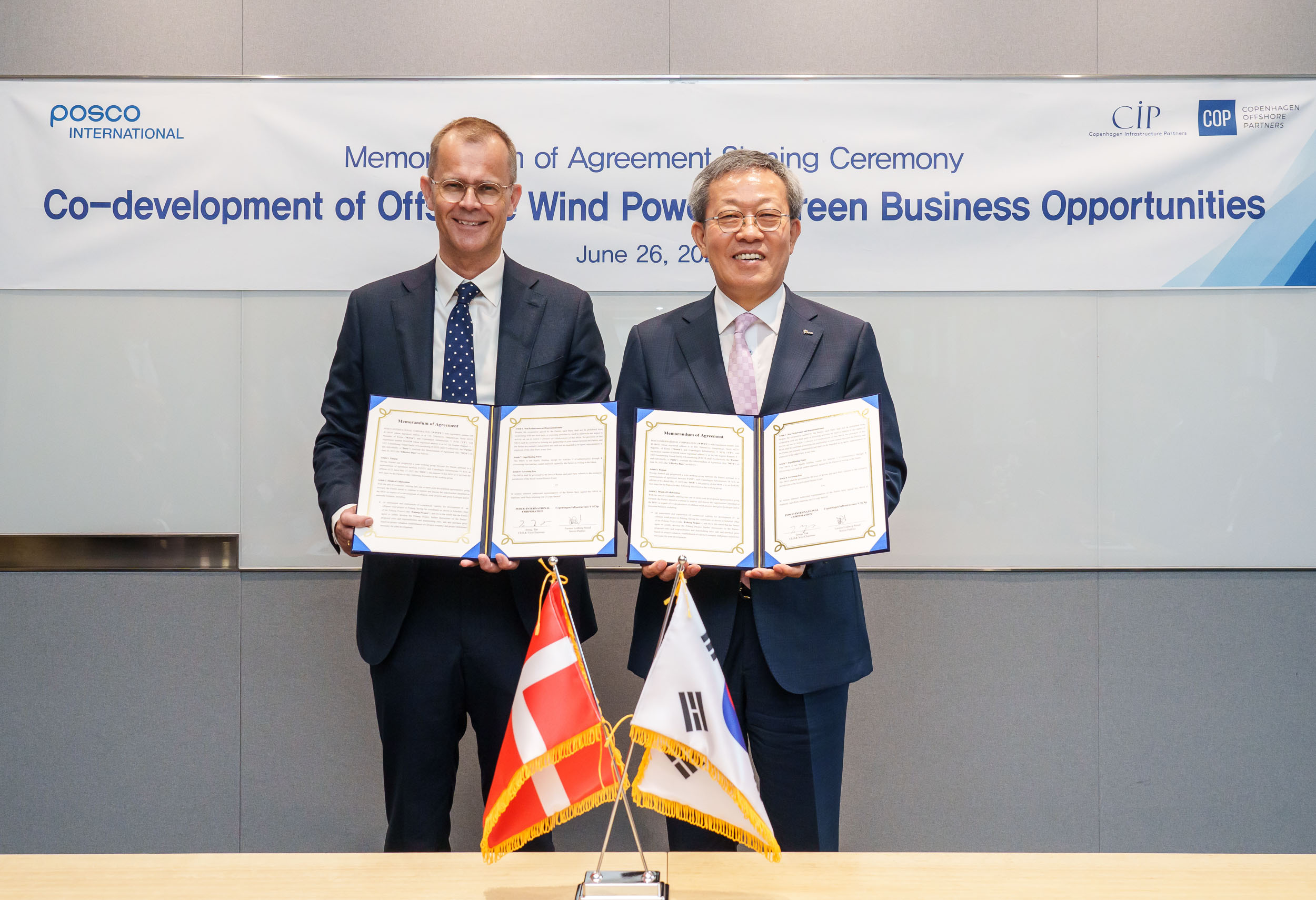 POSCO and CIP Sign Offshore Wind and Green Hydrogen MoU