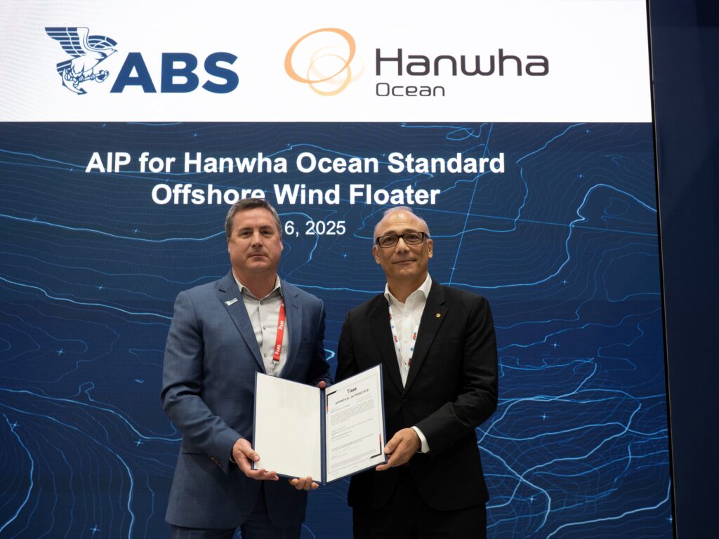 Hanwha Ocean’s 15 MW Floating Wind Platform Gets ABS Approval in Principle